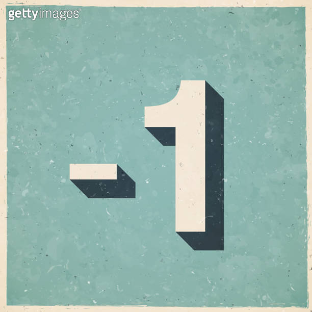 -1, Minus one. Icon in retro vintage style - Old textured paper 이미지 ...