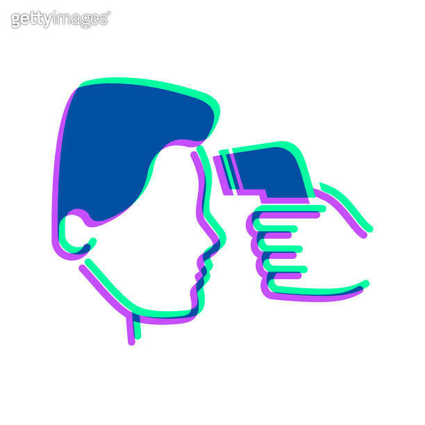 Body temperature check. Icon with two color overlay on white background ...