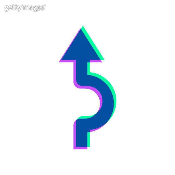 Direction arrow going around. Icon with two color overlay on white ...