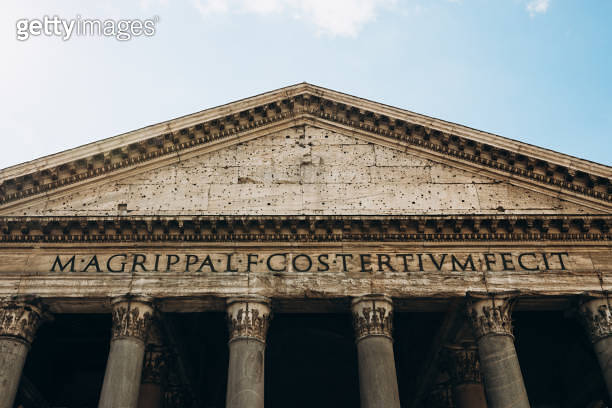 Pantheon in Rome, Italy. Column detail of the Pantheon in Rome ...