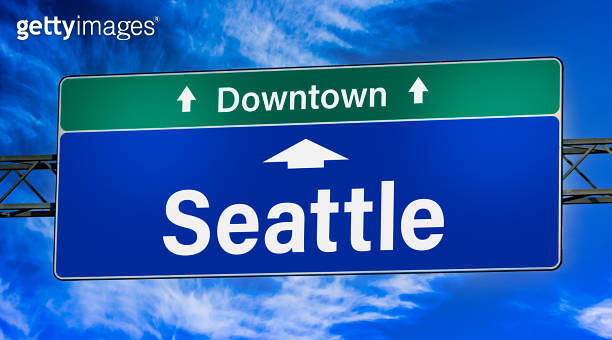 Road sign indicating direction to the city of Seattle 이미지 (1479071008 ...