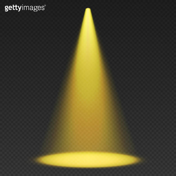 Stage limelight. Yellow cone light from top with darkened edges. 이미지 ...