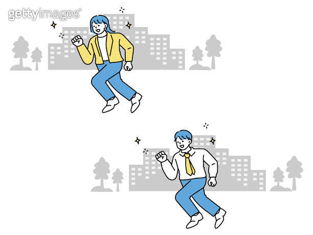 Illustration of a male businessman showing step-up, motivation, leap ...