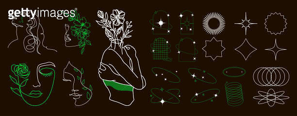 Abstract object pack. Retro futuristic set. Modern object, surreal ...