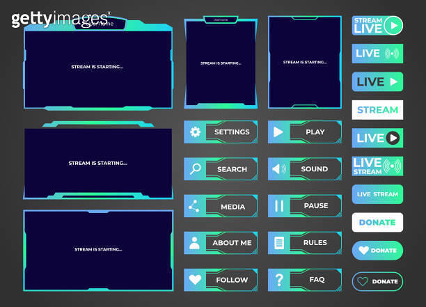Streaming screen panel overlay design template neon theme. Vector ...