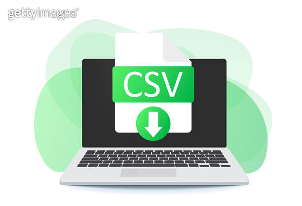 Download CSV button on laptop screen. Downloading document concept. CSV ...