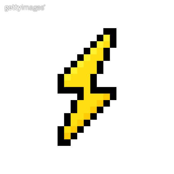 Pixel lightning bolt. 8 bit pixel art thunderbolt, lightning strike ...