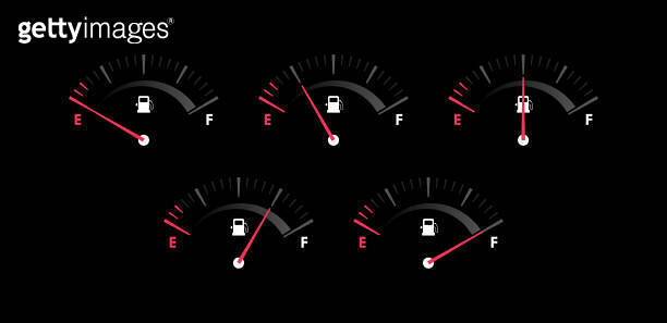 Fuel gauge scales with different level. Fuel measuring by gauge for ...