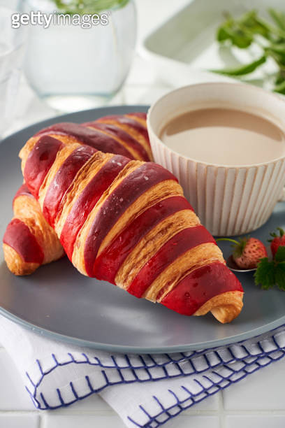 Croissants with two colors of stripes, including red 이미지 (1532461249 ...
