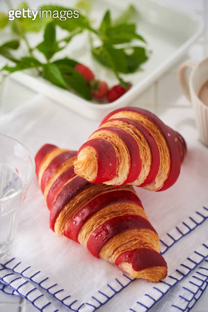 Croissants with two colors of stripes, including red 이미지 (1532461307 ...