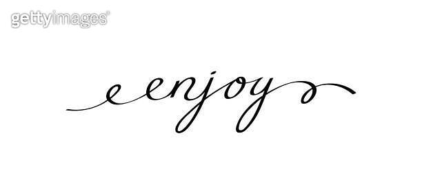 Slogan ENJOY with smooth lines. Calligraphy continuous line with word ...