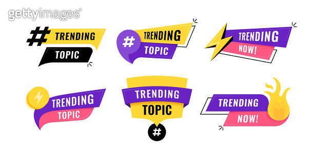 Trending topic badges design. Superset colorful advertising banners ...