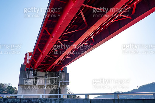 Ondo-no-Seto under clear skies Ondo Ohashi Bridge across the sea (Kure ...