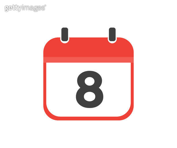 Simple calendar with date 8, day eight. Calendar icon flat day 8 ...