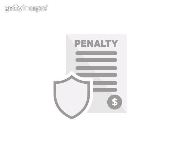 Penalty document icon with shield. Traffic rules violation fine symbol ...