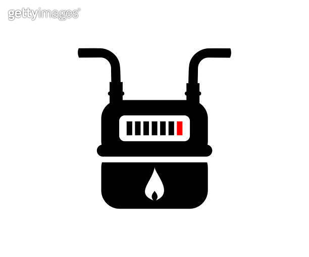 Gas meter icon. Gas measure counter with valve and pipe. Gas meter, gas ...