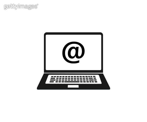 Notification message or email in laptop icon. Newsletter on computer ...