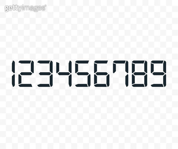 Digital numbers in vector 1 and 9 on transparent background. Digital ...