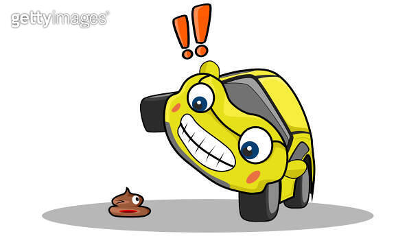 Car was startled and jumped on its wheels to avoid the lump of poop ...