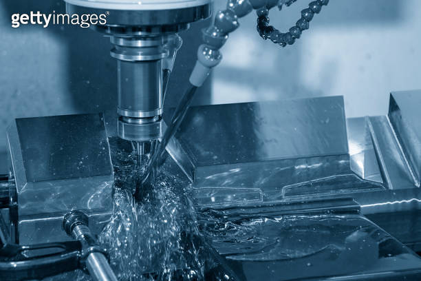 Close up scene the CNC milling machine cutting the shell mold parts ...