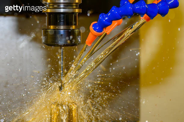 Close up scene the CNC milling machine cutting the shell mold parts ...