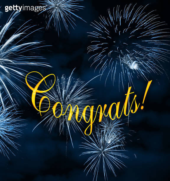 CONGRATS lettering with beautiful fireworks 이미지 (1458289266) - 게티이미지뱅크