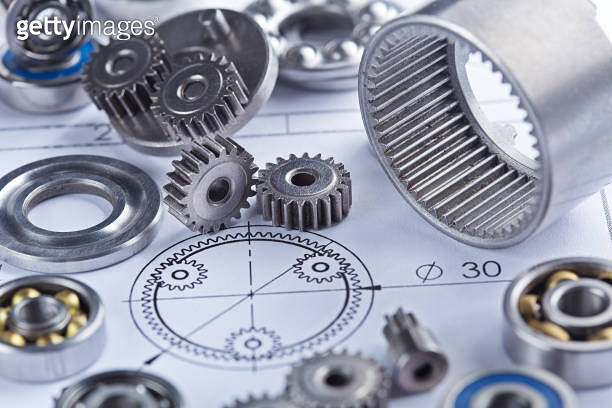 Gears, bearings and mechanism parts.Elements of mechanical blocksand ...