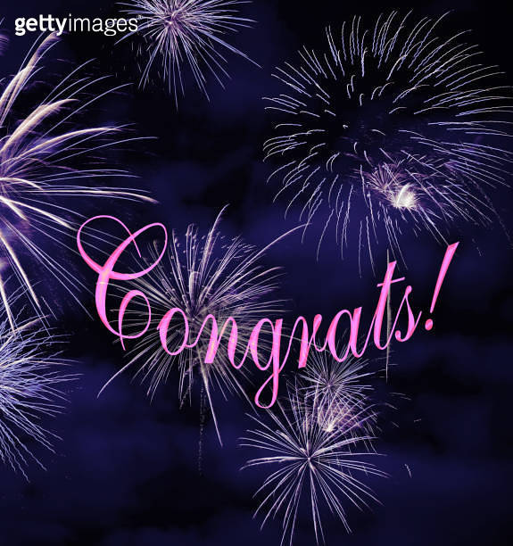 CONGRATS lettering with beautiful fireworks 이미지 (1852877886) - 게티이미지뱅크