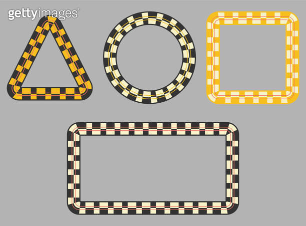 Checkered design frames set. Square, circle, triangle, rectangle ...