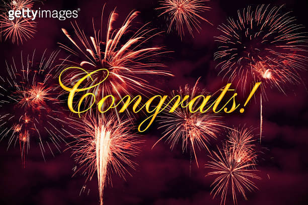 CONGRATS lettering with beautiful fireworks 이미지 (1625876028) - 게티이미지뱅크