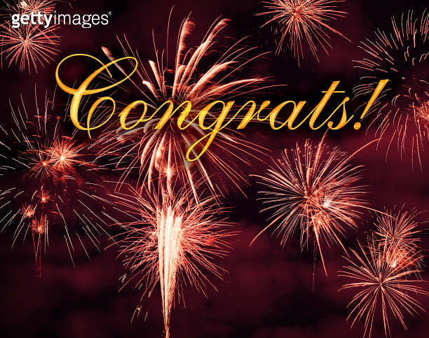 CONGRATS lettering with beautiful fireworks 이미지 (1477772066) - 게티이미지뱅크