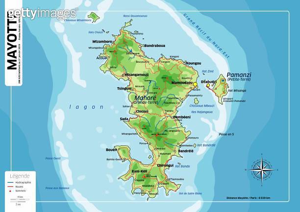 Mayotte island detailed vector map 이미지 (1498774625) - 게티이미지뱅크