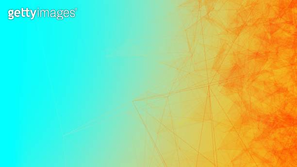 Abstract Full-Frame Geometric Plexus Polygon Banner Background on Blue Turquoise and Orange Red ...