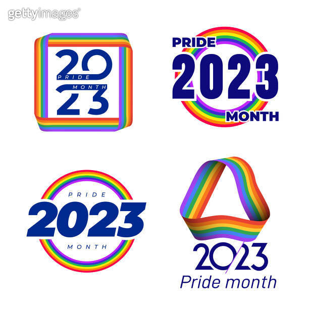 Set of Pride Month 2023 symbol template. Logos of LGBTQ event 2023 with ...