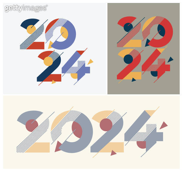 2024 typography logo design concept. Set of Happy new year 2024 logo ...