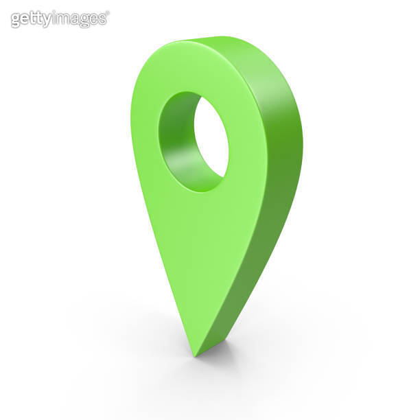 3d rendering Green location symbol of pin. concept of green place for ...