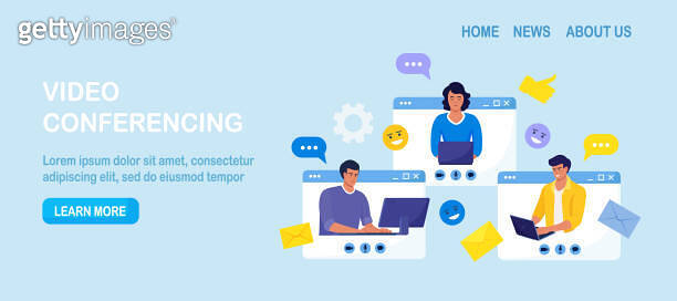 Online Discussion and Video Conference. People Connecting Together ...