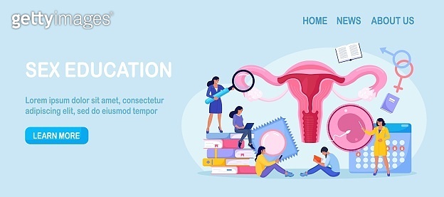 People are studying sex education. Human biology and anatomy lesson ...
