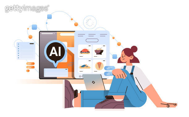 woman culinary influencer making diet food content in computer app with ...