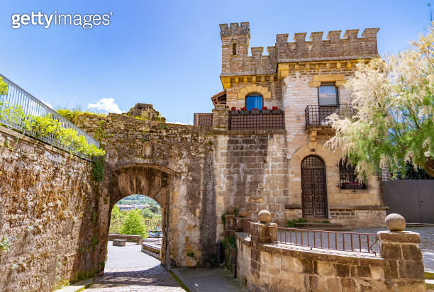 Hondarribia beautiful village stone Santa Maria door in Gipuzkoa ...