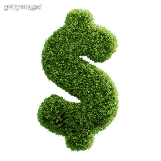 Green bush dollar sign, Growth profit of earnings and carbon credits ...