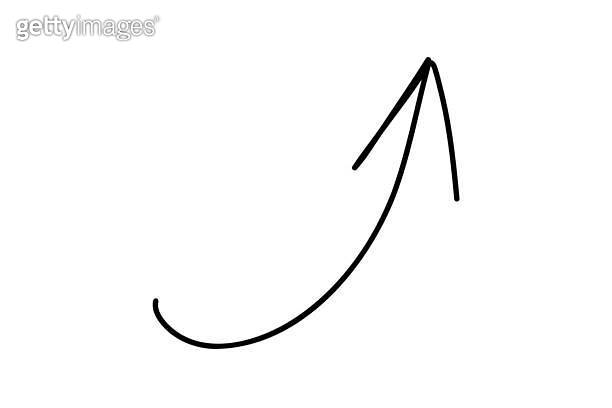 Hand drawn arrow. Sketch marker brush arrow check mark. Vector freehand ...