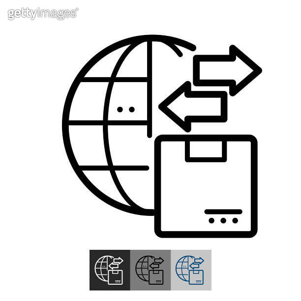 Goods import and export linear icon. Products transportation. Line ...