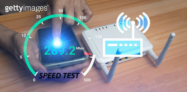 fast internet connection speedtest network bandwidth technology Man ...