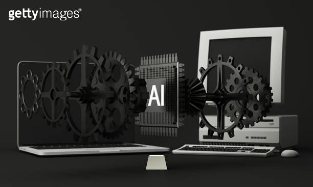 Artificial intelligence (AI) data mining, deep learning computer technologies. Futuristic Cyber ...