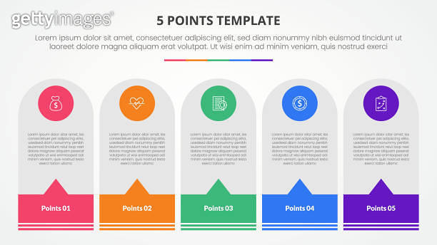 5 points stage template infographic concept for slide presentation with ...