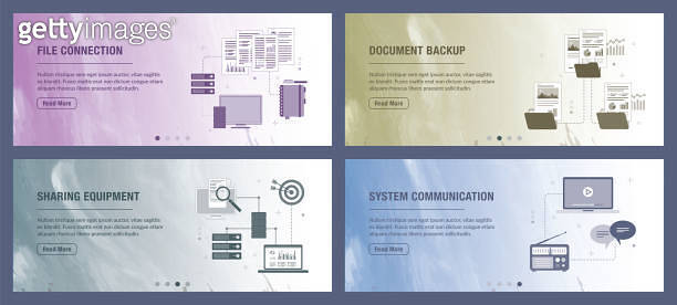 Connection, backup, report, sharing, communication and computer icons. 이미지 (1492422183) - 게티이미지뱅크