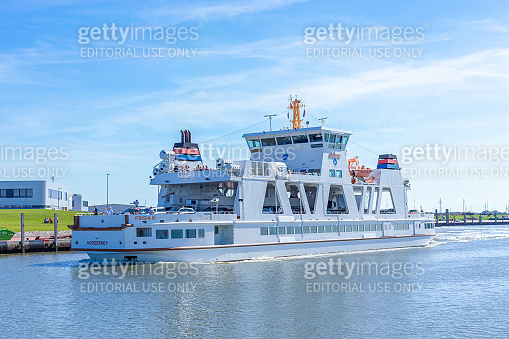 Ferry Norderney Frisia-III located at Norddeich, North-Sea, East Frisia ...