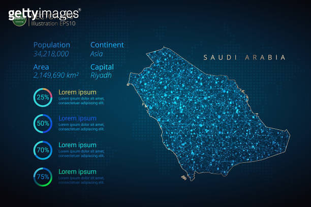 Saudi Arabia Map infographics vector template with abstract geometric ...