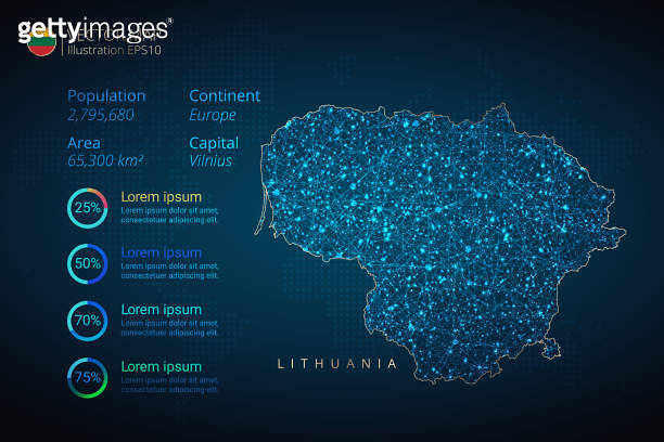 Lithuania Map infographics vector template with abstract geometric mesh ...